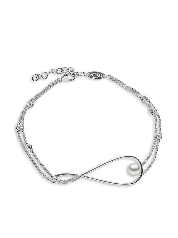Yoko London 18kt White Gold Akoya Pearl Diamond Bracelet - Silver