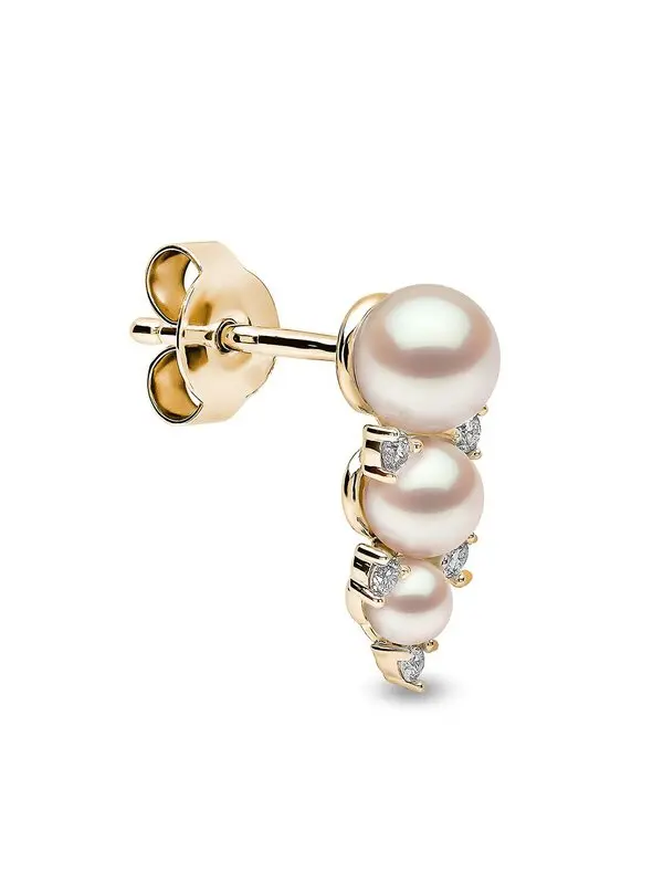 Yoko London 18kt Yellow Akoya Pearl And Diamond Stud Earrings