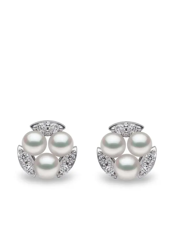 Yoko London 18kt White Gold Akoya Pearl And Diamond Stud Earrings - Silver