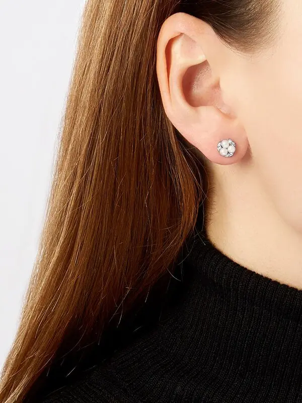 Yoko London 18kt White Gold Akoya Pearl And Diamond Stud Earrings - Silver