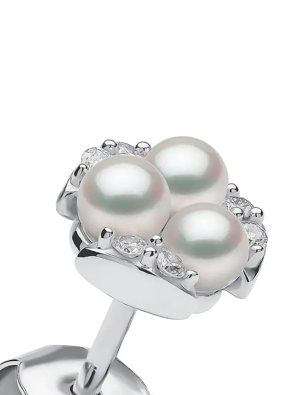 Yoko London 18kt White Gold Akoya Pearl And Diamond Stud Earrings - Silver