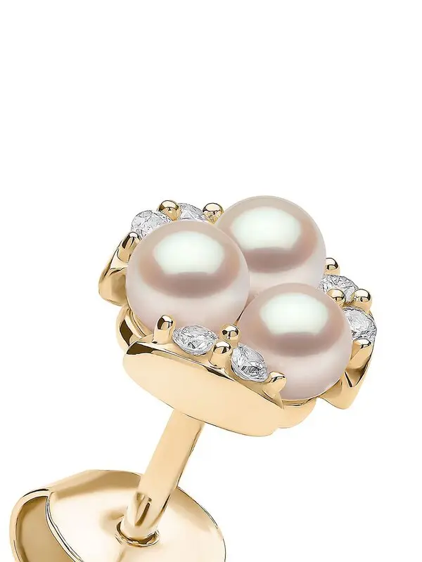Yoko London 18kt Yellow Akoya Pearl And Diamond Stud Earrings - Gold