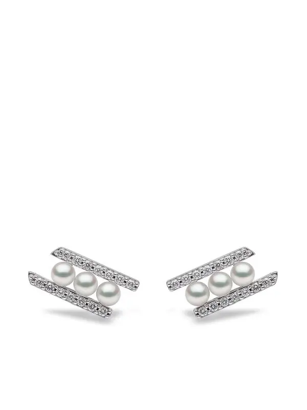 Yoko London 18kt White Gold Akoya Pearl And Diamond Earrings - Silver