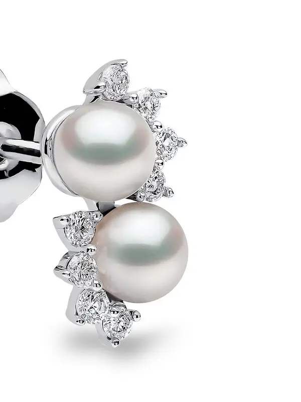 Yoko London 18kt White Gold Akoya Pearl And Diamond Stud Earrings - Silver