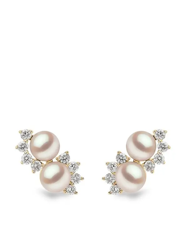 Yoko London 18kt Yellow Akoya Pearl And Diamond Stud Earrings - Gold