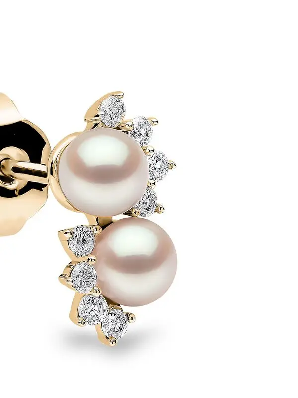 Yoko London 18kt Yellow Akoya Pearl And Diamond Stud Earrings - Gold