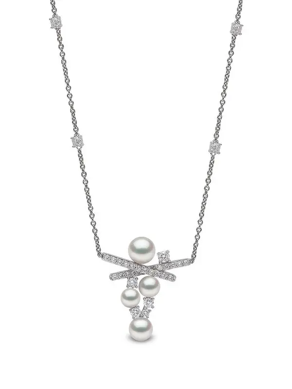 Yoko London 18kt White Gold Akoya Pearl And Diamond Necklace - Silver