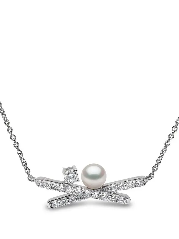 Yoko London 18kt White Gold Akoya Pearl And Diamond Necklace - Silver