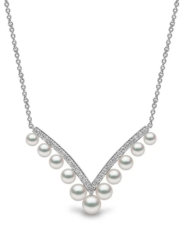 Yoko London 18kt White Gold Akoya Pearl And Diamond Necklace - Silver