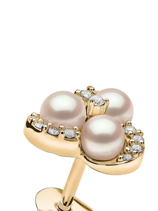 Yoko London 18kt Yellow Akoya Pearl And Diamond Stud Earrings - Gold