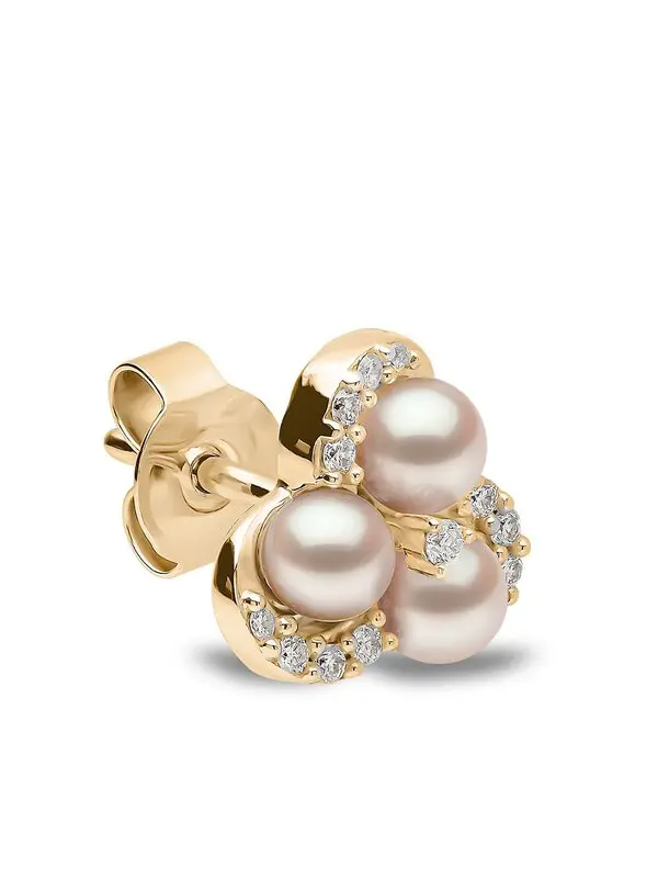 Yoko London 18kt Yellow Akoya Pearl And Diamond Stud Earrings - Gold