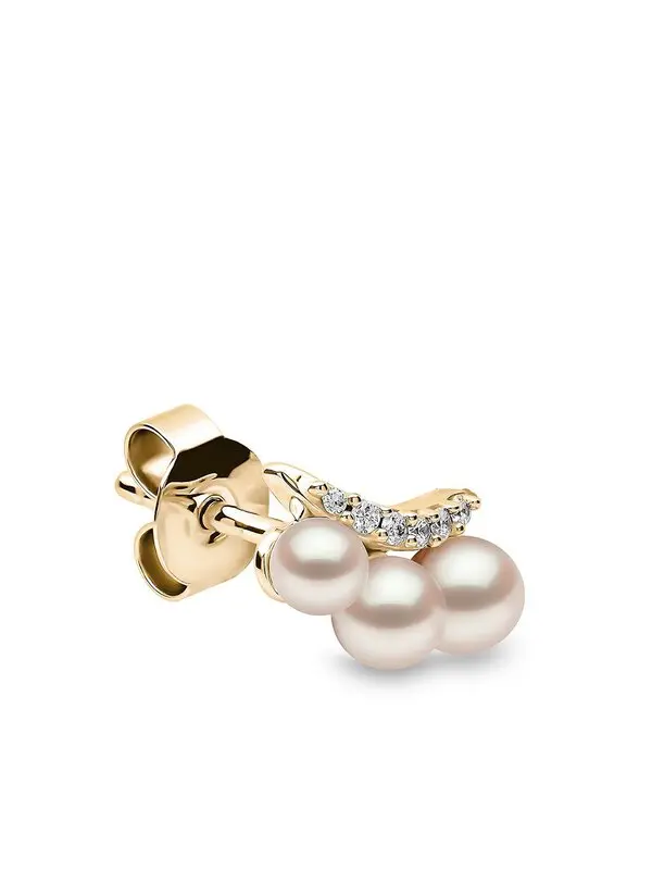Yoko London 18kt Yellow Diamond Akoya Pearl Stud Earrings - Gold