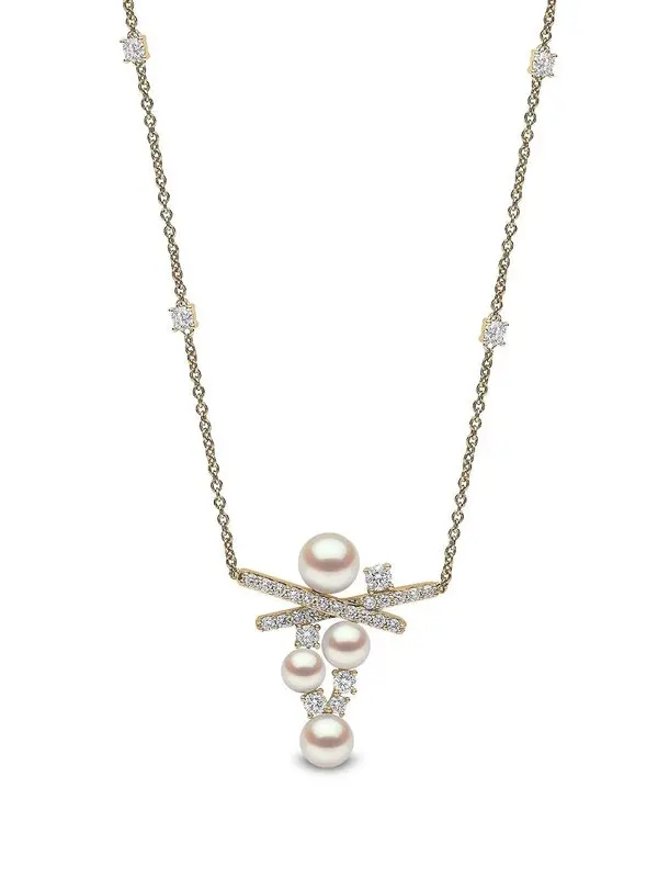 Yoko London 18kt Yellow Akoya Pearl And Diamond Necklace - Gold
