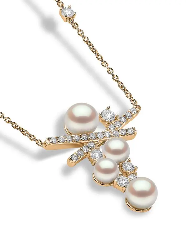 Yoko London 18kt Yellow Akoya Pearl And Diamond Necklace