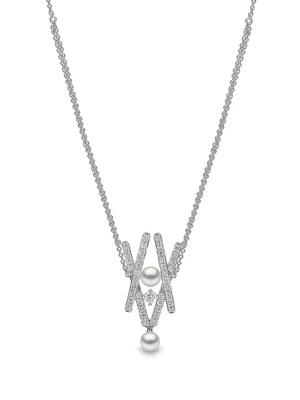 Yoko London 18kt White Gold Akoya Pearl And Diamond Pendant Necklace - Silver
