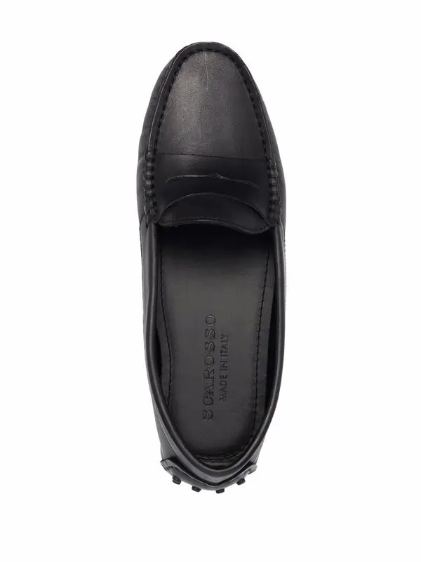 SCAROSSO Ashley Leather Loafers - Black
