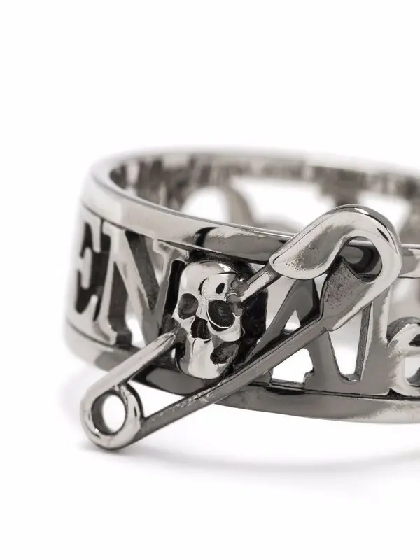Alexander Mcqueen Skull Safety Pin Ring - Silver | Editorialist