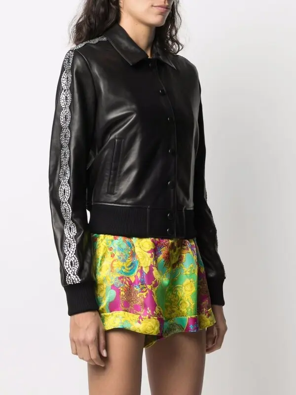 Philipp Plein Crystal-embellished Leather Jacket