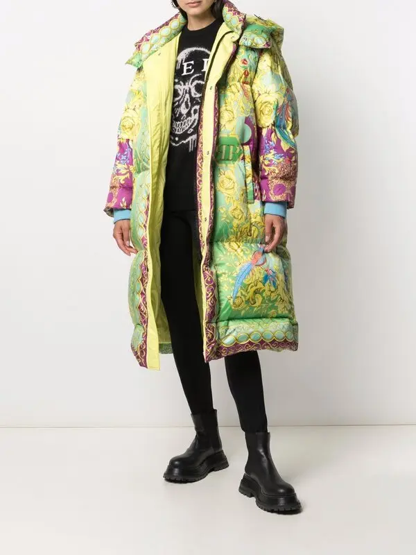 Philipp Plein Baroque-print Long Padded Jacket