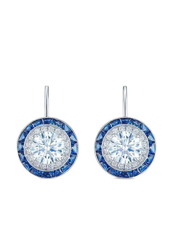Kwiat 18kt White Gold Diamond And Sapphire Drop Earrings - Silver