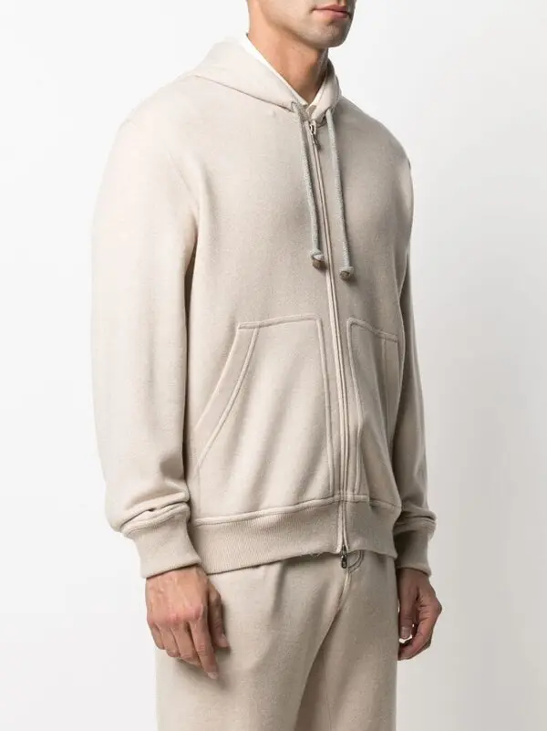 Brunello Cucinelli Cahmere Drawtring Zip-up Hoodie