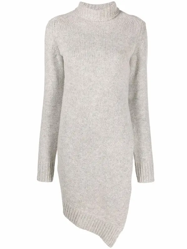 JIL SANDER Asymmetric Roll-neck Jumper - Grey