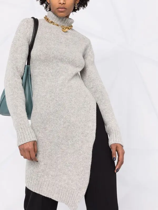 JIL SANDER Asymmetric Roll-neck Jumper - Grey