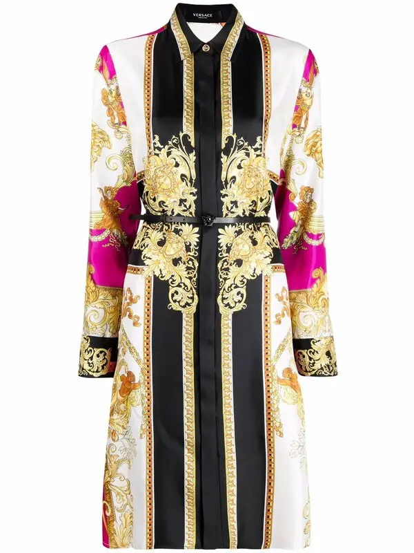 knee length dresses for ladies Historically Inspired Burgundy Rose Print Lace-Up Bell Sleeve Tunic Dress