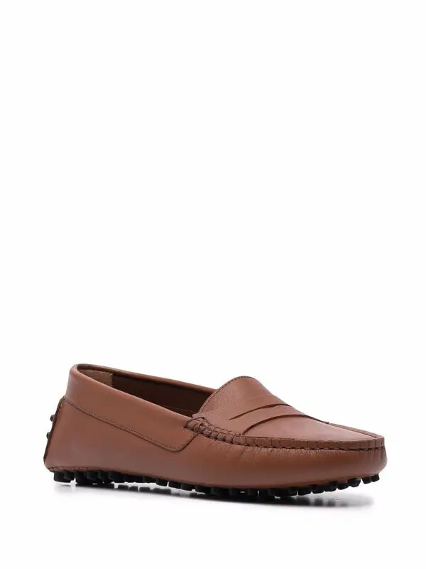 SCAROSSO Ashley Leather Loafers - Brown