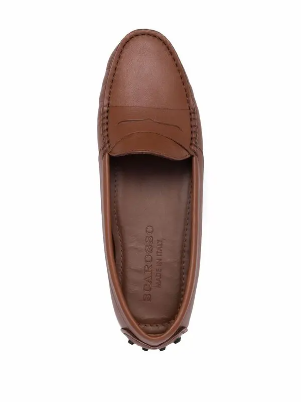 SCAROSSO Ashley Leather Loafers - Brown