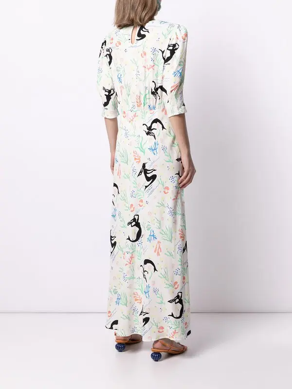 Rixo Mermaid-Motif Maxi Dress In White - 40% Off | Editorialist