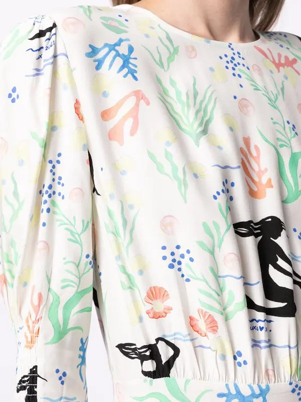 Rixo Mermaid-Motif Maxi Dress In White - 40% Off | Editorialist