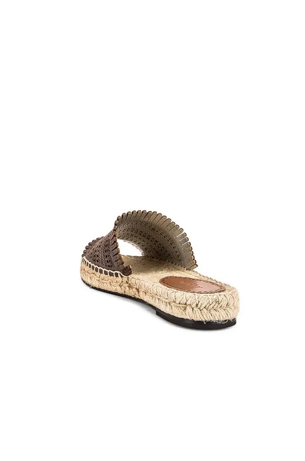 Alaïa Leather Laser Cut Flat Espadrilles - Tourterelle