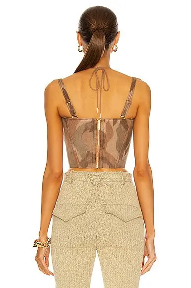 DION LEE Ikat Corset Top In Army