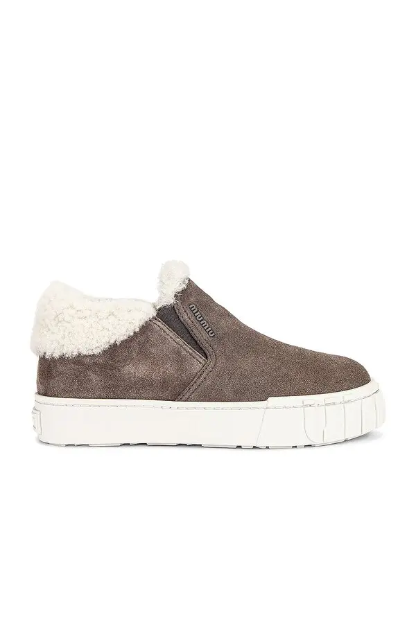 Miu Miu Suede Slip On Sneakers Ghiaia Natural Editorialist