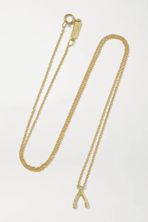 JENNIFER MEYER Mini Wishbone 18-karat Necklace - Gold