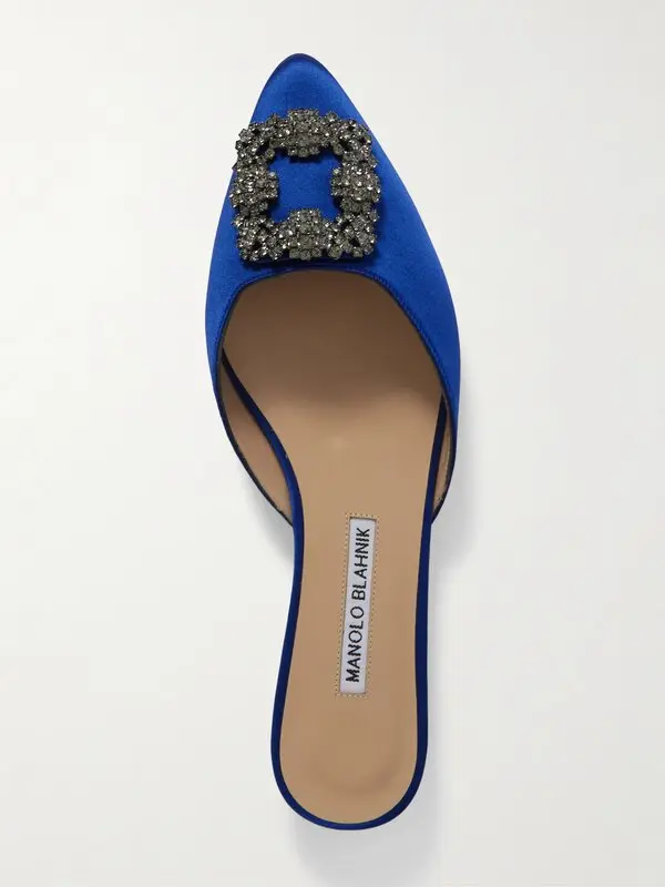 Manolo Blahnik Hangisi Crystal-embellished Slippers - Blue