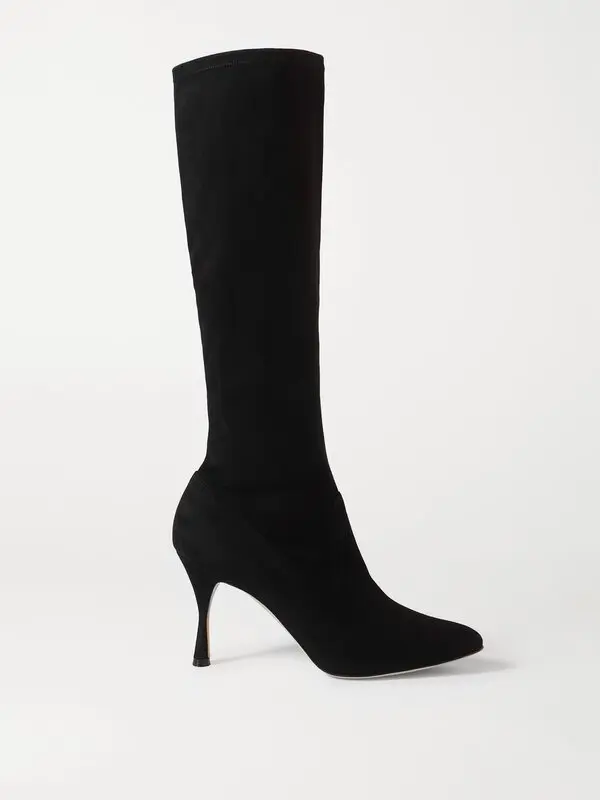Manolo Blahnik Pamfilo 90 Stretch-suede Knee Boots - Black