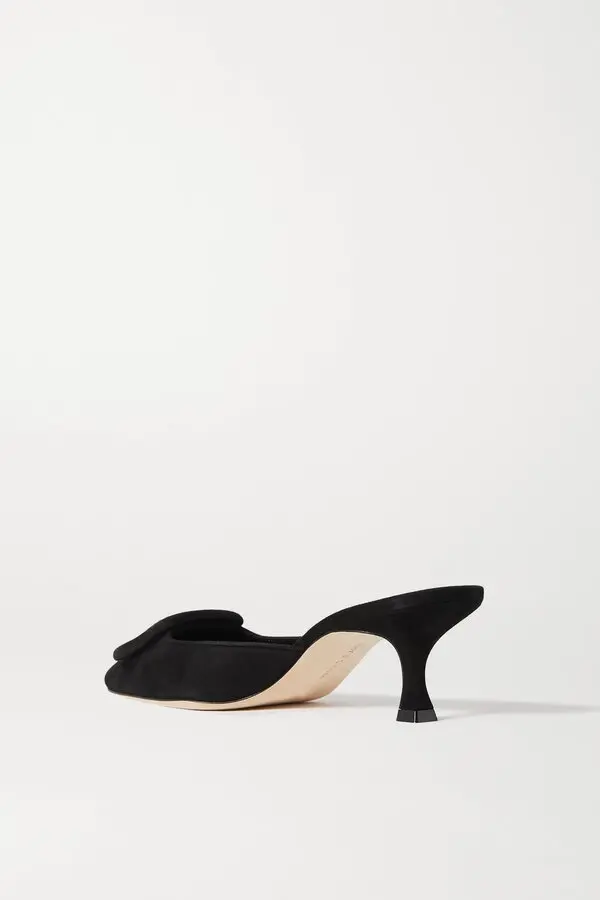 Manolo Blahnik Maysale 50 Buckled Mules - Black