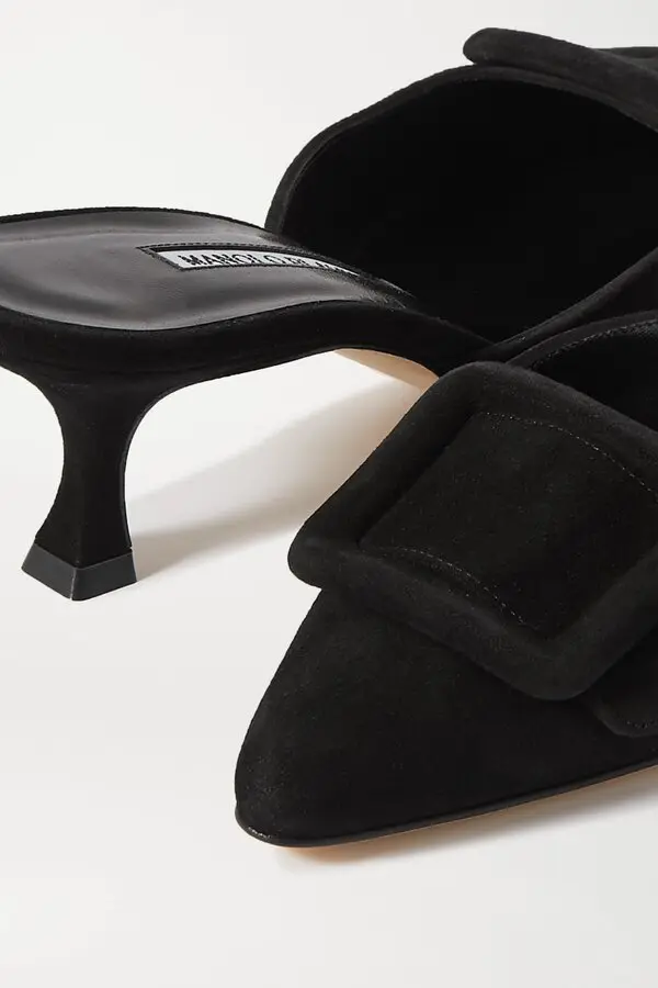 Manolo Blahnik Maysale 50 Buckled Mules - Black