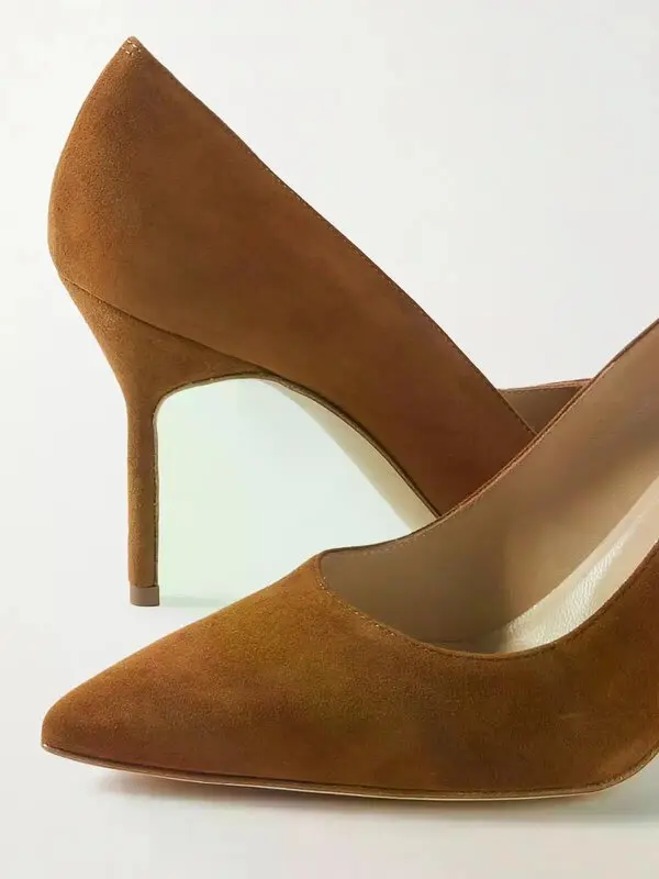 Manolo Blahnik Bb 90 Suede Pumps - Brown