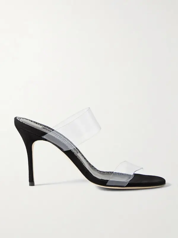 Manolo Blahnik Scolto 90 Pvc Mules - Black