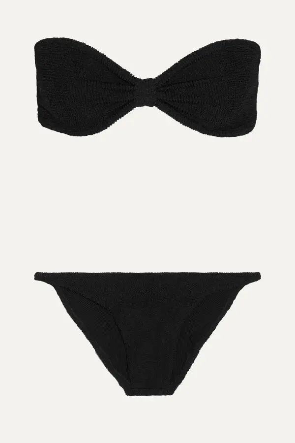 Hunza G Jean Seersucker Bandeau Bikini - Black