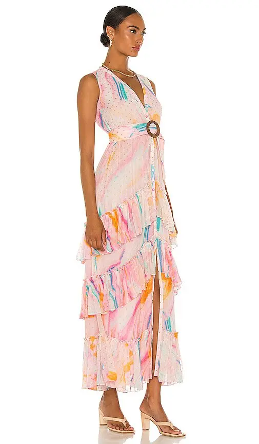 open lace back dress NEW Dundas X Revolve Orange Pink Chain Cutout Dress
