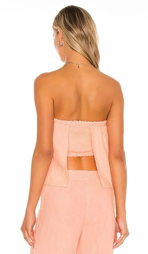 Bobi Beach Gauze Strapless Top In Pink In Papayas - 60% Off | Editorialist