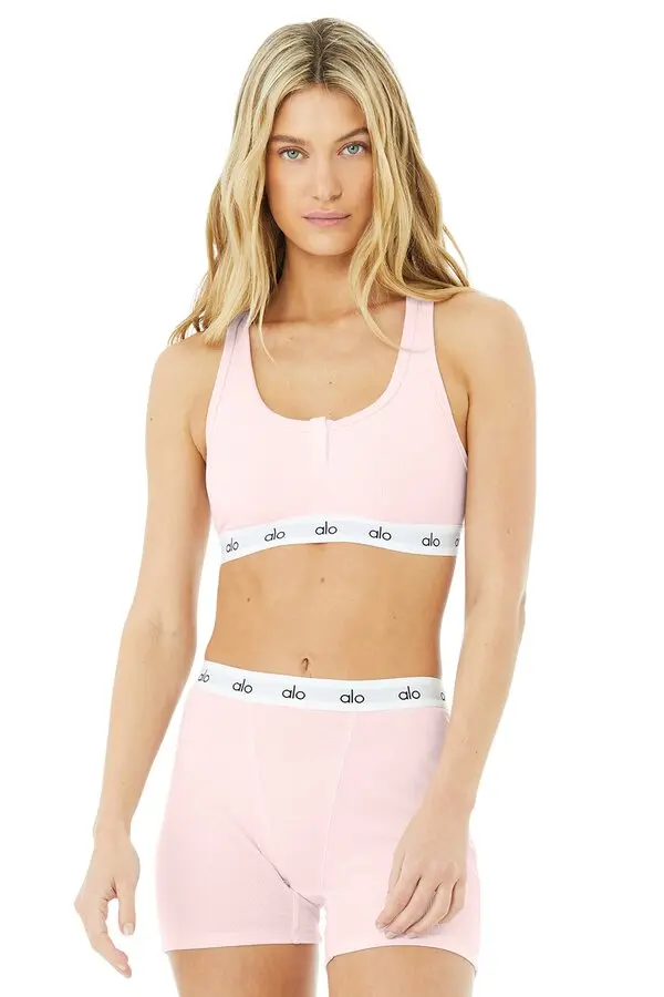 Alo Yoga Icon Ribbed Henley Bra