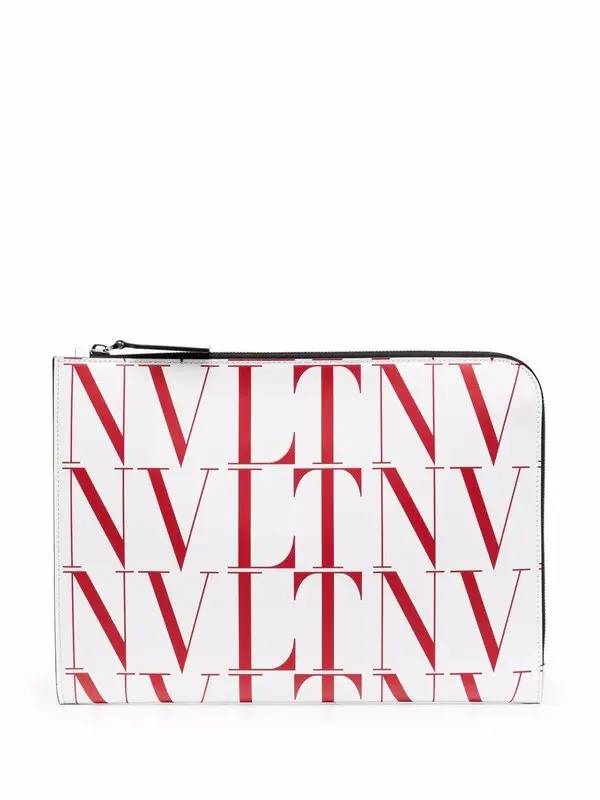 Valentino Garavani Vltn Logo-print Clutch - White