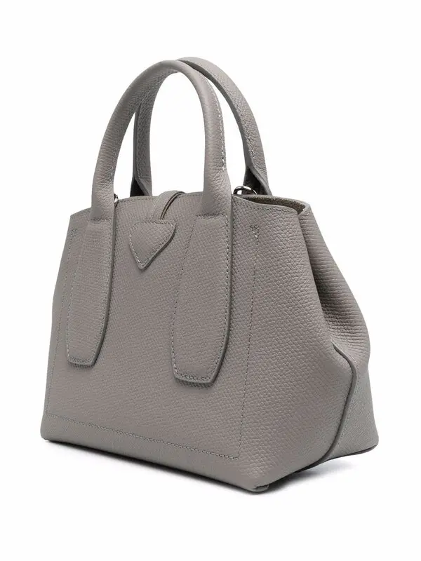 Longchamp Small Roseau Leather Tote Bag - Grey | Editorialist