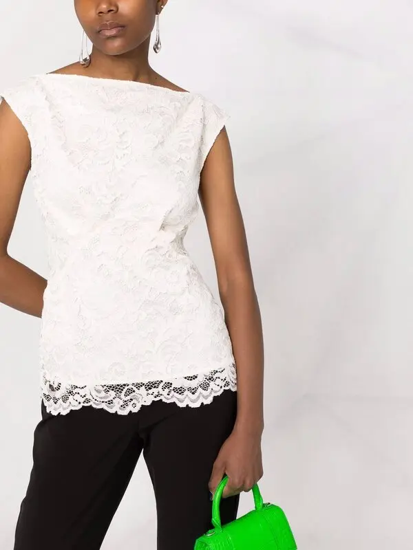 Philipp Plein Scalloped Lace Blouse - Neutrals