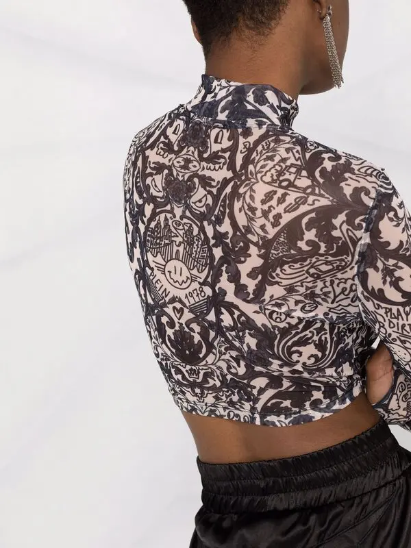 Philipp Plein Baroque Print Cropped Top